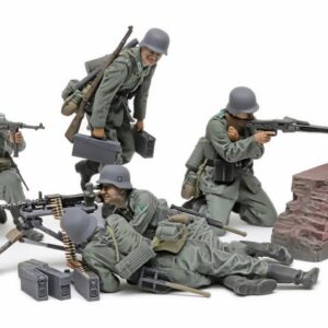 TAMIYA 35386 1:35 Figure Set German MG Troops (5) with WW2 Faithful Replica, Model Building, Plastic Kit, Crafts, Hobby, Gluing, Model Kit, Assembly, Unpainted