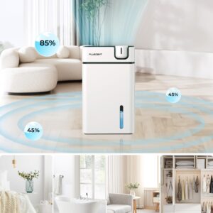 Dehumidifier, PLUSCENT 1000 Sq. Ft. Dehumidifiers for Home, 88 OZ Dehumidifier for Basement Bedroom Bathroom RV and Closet with Drain Hose, Auto Defrost, Auto Shut Off, Sleep Mode, 7 Colors LED Light