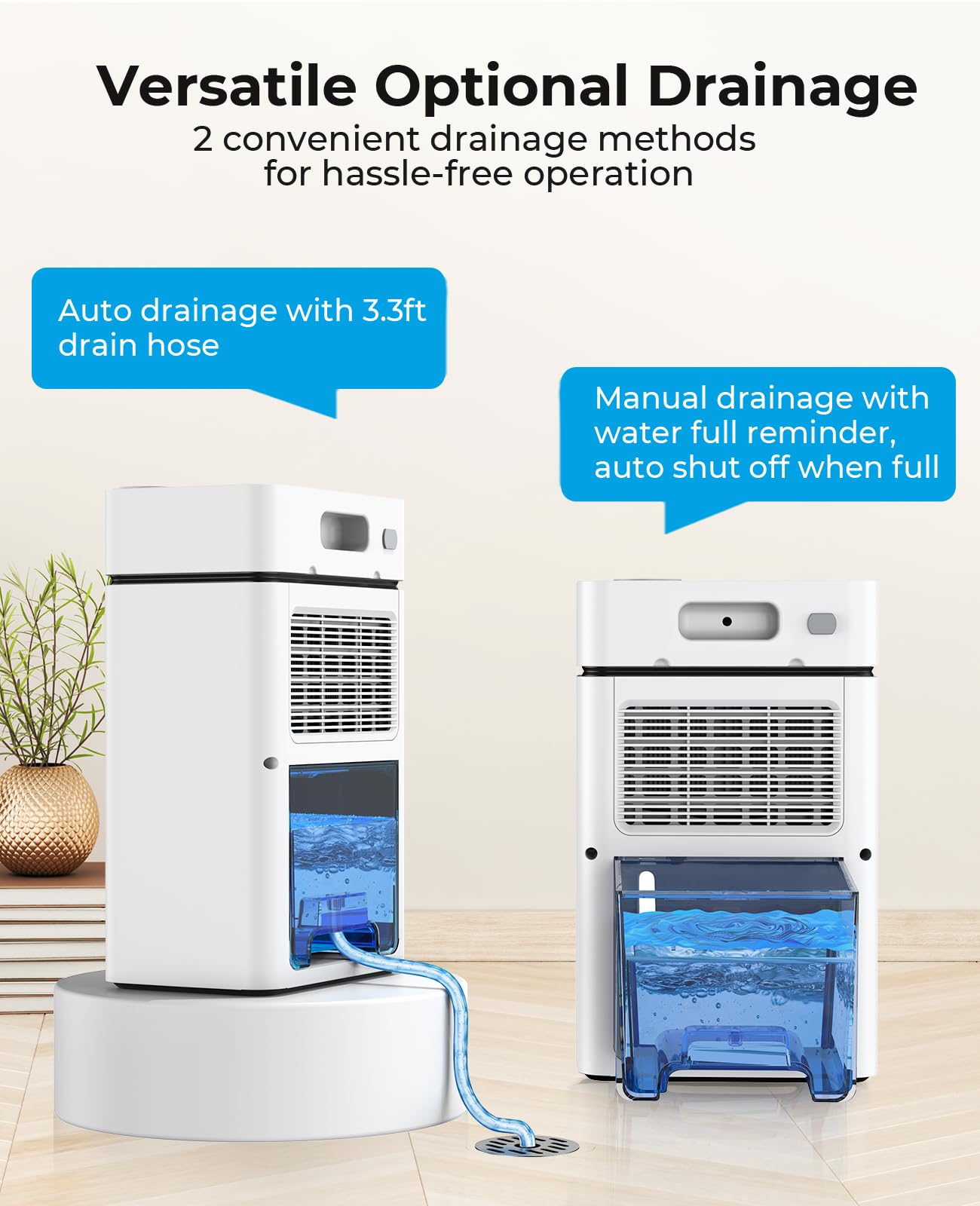 Dehumidifier, PLUSCENT 1000 Sq. Ft. Dehumidifiers for Home, 88 OZ Dehumidifier for Basement Bedroom Bathroom RV and Closet with Drain Hose, Auto Defrost, Auto Shut Off, Sleep Mode, 7 Colors LED Light