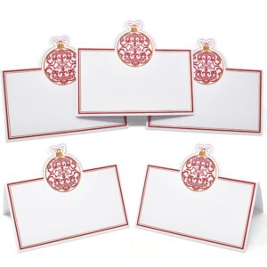 Gift Boutique 100 Pack Christmas Place Cards Holiday Seating Name Card Die Cut Xmas Ornement Bell Table Setting Folded Paper Tent Cards for Dinner Wedding Tables Placement Party Decorations 2" x 3.5"