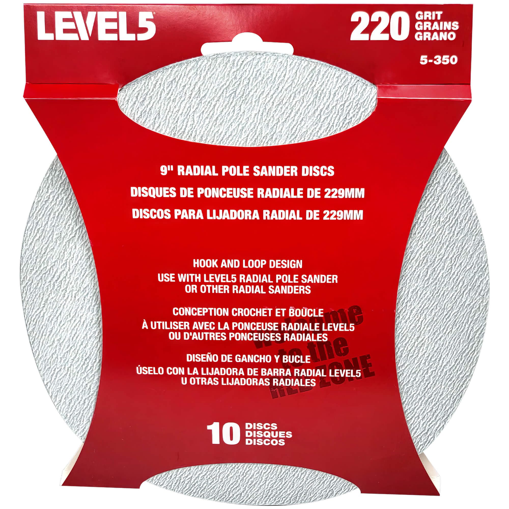 LEVEL5 220 Grit 9" Radial Drywall Radial Sander Disc - 10 Pack | 5-350