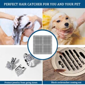 30 PCS, 4" x 4" Disposable Shower Drain Cover Hair Catcher Shower Drain Mesh Stickers for Bathroom, Laundry, Bathtub, Kitchen, and Sink - Effective for Human and Pet Hair