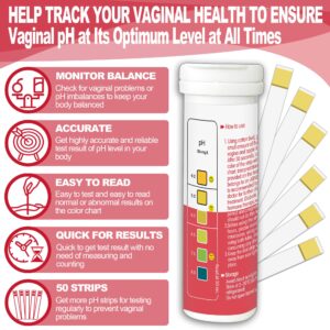 50ct Vaginal pH Test Strips for Women, Easy to Use for Quick & Accurate Results - pH Balance Test Strips for Women to Monitor Feminine Hygiene & Detect Any Imbalances, Easy to Read Results