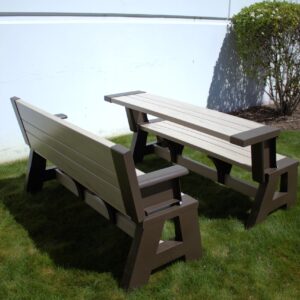 Convert-a-Bench Folding Resin Picnic Table and Bench | Mocha Driftwood