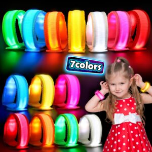 yadiya 14/7 pcs led glow bracelets, led light up bracelets for kids adults, glow in the dark party favors supplies for night events halloween, christmas,concerts rave sports accessories…