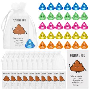 huwena 60 sets inspirational poop bulk emotional favors resin cute realistic poop with funny card organza bag positive gift for christmas coworker staff students teacher