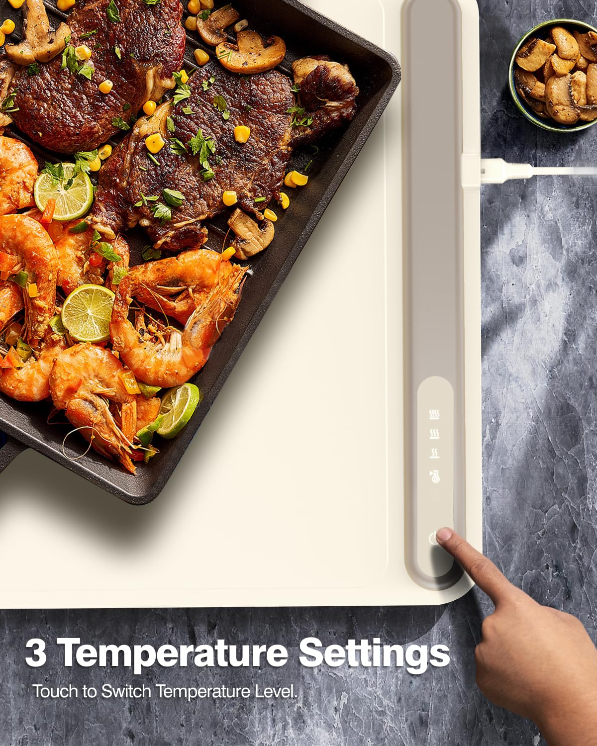 iTRUSOU Electric Warming Tray - Full Surface Heating,Rollable & Portable,Premium Silicone Nano-Material,3 Temperature Settings,Auto Shut-Off -Versatile Food Warmer for Gatherings,Parties,Everyday Use