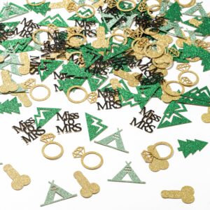 beyumi camp bachelorette table confetti - 300pcs camping table confetti decorations table gold glitter diamond ring miss to mrs mountain tent paper confetti decor for hiking engagement party supplies