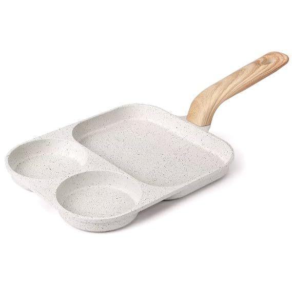 3-in-Divided Frying Pan for Cooking – sarten 3 en 1 antiadherente, Square Egg Pan, One Egg Frying Pan, Section Skillet, 3 in 1 pan for cooking