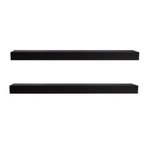 melannco black pole mount chunky shelves, hardware and instructions included, set of 2 23.6x5.7x1.5 inch