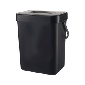 comoda kitchen compost bin for countertop, mountable indoor compost bucket waste bin with lid, hanging small trash can with lid under sink for kitchen bathroom, black, lk065qtcqs365j85