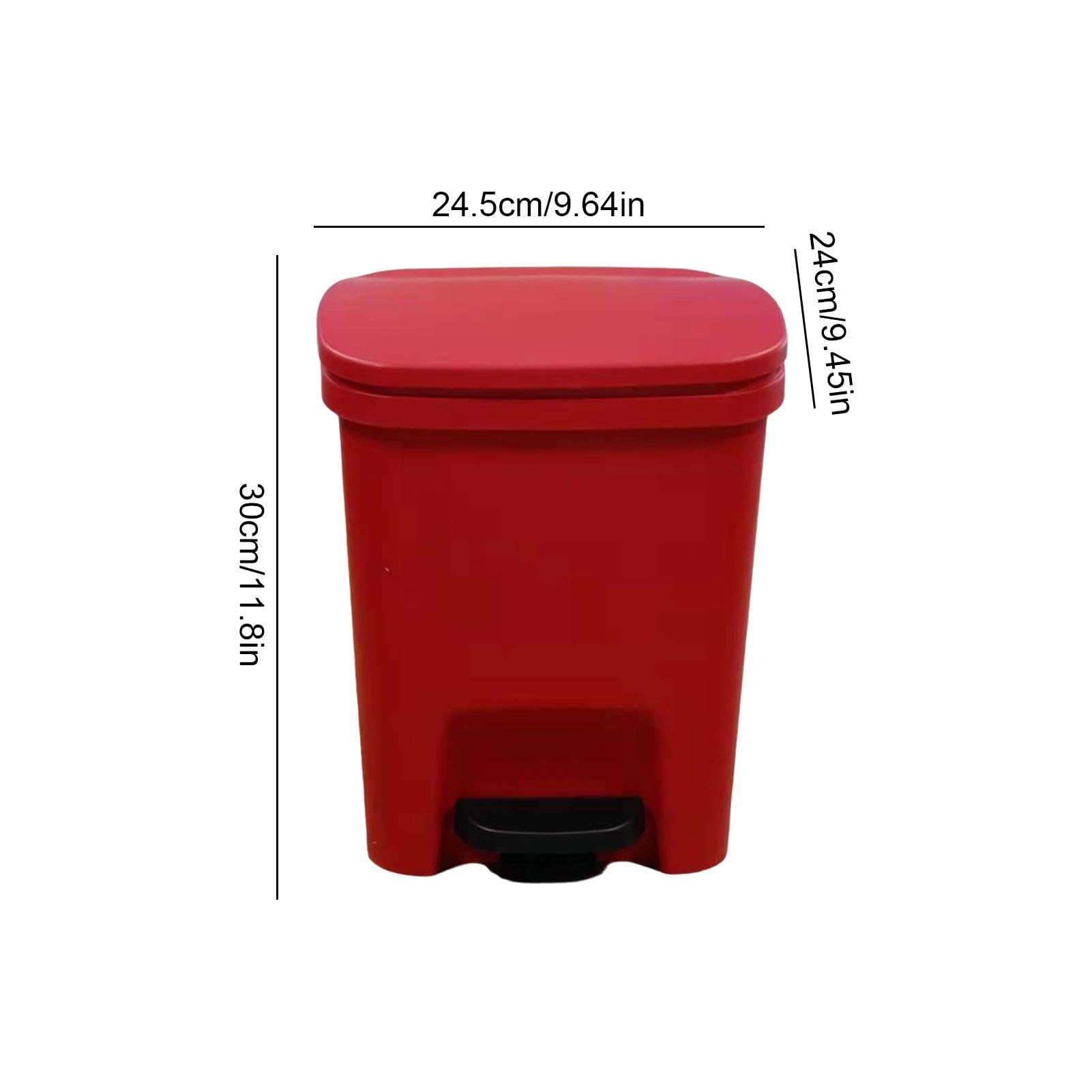 DNCG Step-On Trash Can, Kitchen Garbage Bin with Soft Close Lid, Waste Bin Protection, Rectangular Trash Can Foot Pedal Operation for Bathroom, Kitchen, Refer to description, Ruby red