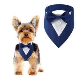 dogtact dog tuxedo, formal dog wedding bandana adjustable pet collar with bow, small, medium and large dog wedding clothing, birthday gifts for dogs