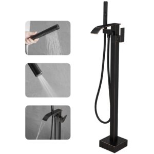 rumose tub filler freestanding bathtub faucet oil rubbed bronze floor mount tub faucet waterfall bathtub filler with cupc certified high flow brass bath shower faucets with handheld sprayer