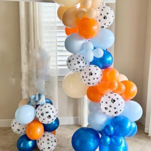 12 Inch 60 Pcs Blue and Orange Latex Balloons Kit Dark Light Blue Orange Wedding Party Decorations Basketball Birthday Bridal Baby Shower Decor Supplies Kids Boys Girls