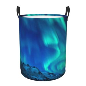 northern lights oxford cloth polyester cloth circular laundry bucket bedroom living room special car trunk tally bucket uv full screen printed laundry bucket dirty clothes bucket circular hammer