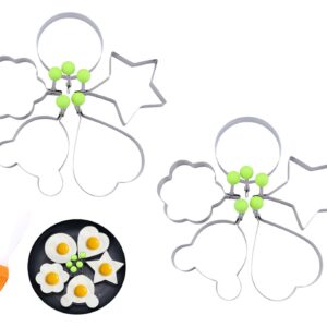 10pcs Egg Molds Egg Shaper Egg Ring For Frying Eggs Stainless Steel Nonstick Pancake Maker with Handle Egg Fryer Mold Cooking Breakfast Accessories