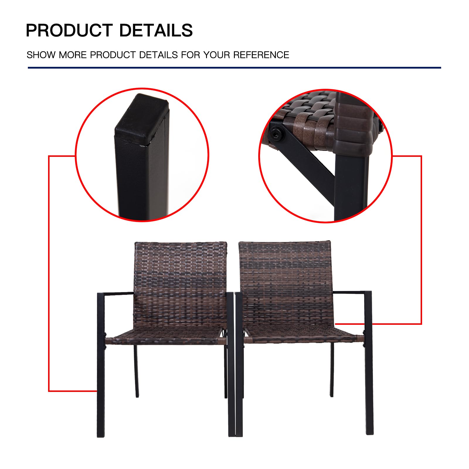 Y Enjoy 2 Pieces Patio Chairs Set,Outdoor Wicker Dining Chairs All-Weather PE Rattan Armchair,Steel Frame,w/Armrests for Garden Outdoor Furniture for Backyard Deck (Brown)