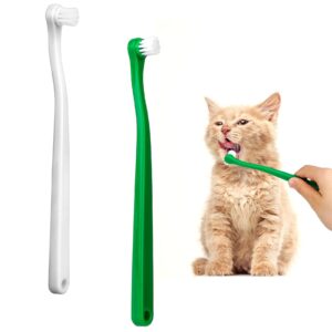 2pcs dog toothbrush soft pet toothbrush with long handle pet cat dental care oral hygiene toothbrush dog dental care kit for puppy, kitten, cats small breed dogs