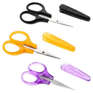 3pcs small scissors all purpose craft scissors stainless steel scissors with protective cover mini detail craft scissors precision straight fine tips design for paper cutting,scrapbooking, sewing