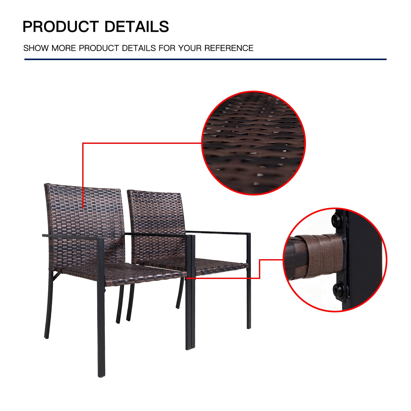 Y Enjoy 2 Pieces Patio Chairs Set,Outdoor Wicker Dining Chairs All-Weather PE Rattan Armchair,Steel Frame,w/Armrests for Garden Outdoor Furniture for Backyard Deck (Brown)