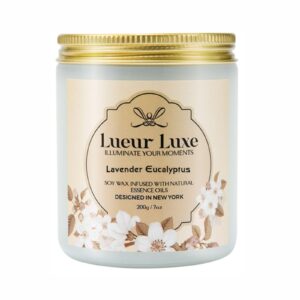 lueur luxe lavender eucalyptus scented soy wax candle - 7oz | aromatherapy infused with natural essential oils | relaxing home fragrance