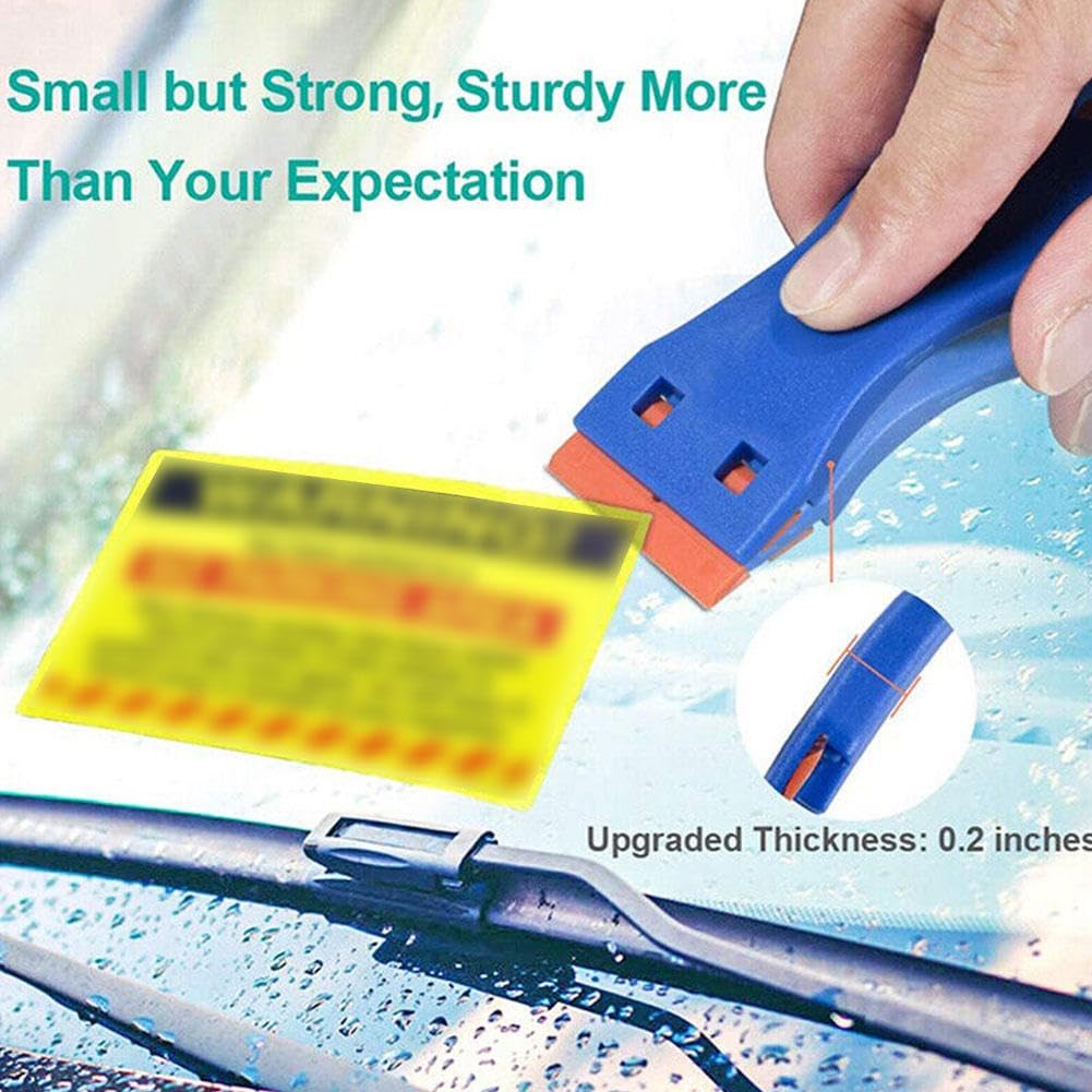 Multifunctional Glue Removal Shovel, Putty Knife, Sticker Remover Tool, Car Sticker Remover, Plastic Razor Blades, Plastic Scraper Tool for Removing Labels Stickers Decals Taping(Blue*1+10 blade)