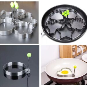 10pcs Egg Molds Egg Shaper Egg Ring For Frying Eggs Stainless Steel Nonstick Pancake Maker with Handle Egg Fryer Mold Cooking Breakfast Accessories