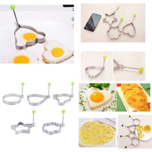 10pcs Egg Molds Egg Shaper Egg Ring For Frying Eggs Stainless Steel Nonstick Pancake Maker with Handle Egg Fryer Mold Cooking Breakfast Accessories