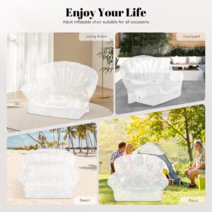 Inflatable Chair, Transparent Inflatable Couch Sofa Adult, 43.3'' x 33.5'' x 29.5'' Outdoor & Indoor Blow Up Couch for Bedroom, Balcony, Pool, Lawn, Travel, Maximum Load 250LB (Transparent)