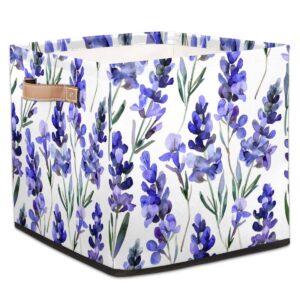 tablerazzi lavender purple summer cube storage bin, 13 inch collapsible fabric storage cube bin, foldable cube baskets for shelf, closet, organizer