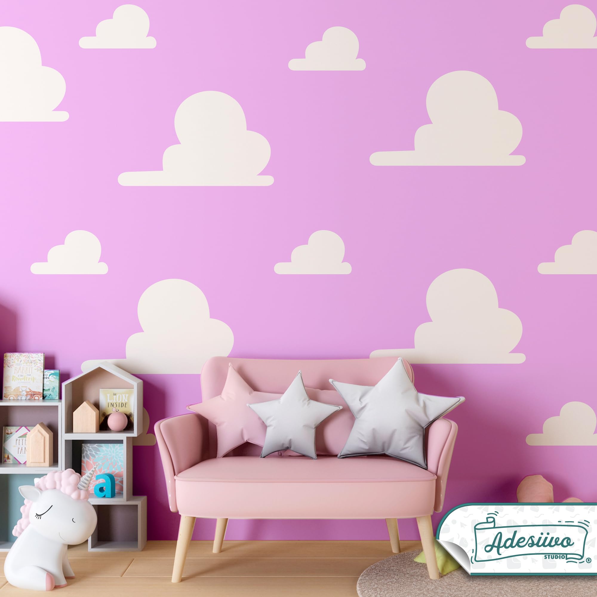 Big Clouds Wall Decals Removable for Kids Room Decoration 32 Clouds Large Vinyl Sticker Self Adhesive Wallpaper for Living Room Nursery Children Baby Kids Boys Girls Bedroom