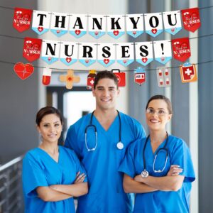 Thank You Nurses Banner Paper Bunting Garland for Nurse Appreciation Week Party Decorations Nursing Graduation Party Supplies Gifts