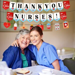 Thank You Nurses Banner Paper Bunting Garland for Nurse Appreciation Week Party Decorations Nursing Graduation Party Supplies Gifts