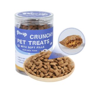 pawup dog treats crunchy and creamy treats for dog and cat, skipjack tuna flavor topper, taurine added, 12.5 ounce