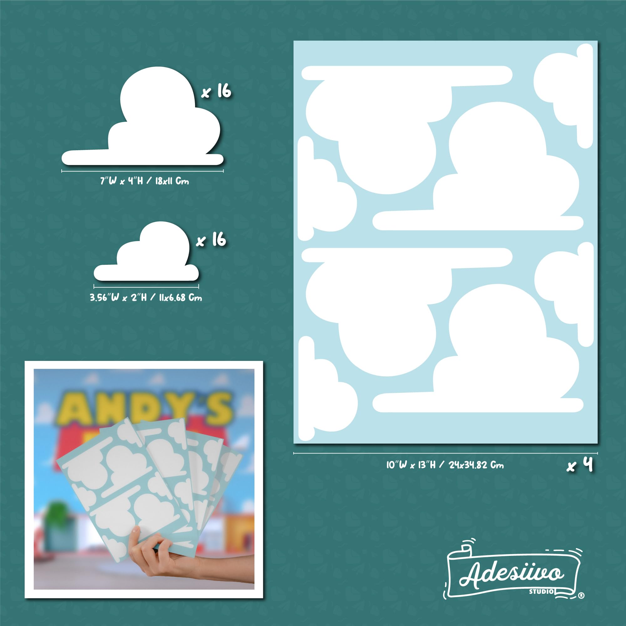 Big Clouds Wall Decals Removable for Kids Room Decoration 32 Clouds Large Vinyl Sticker Self Adhesive Wallpaper for Living Room Nursery Children Baby Kids Boys Girls Bedroom