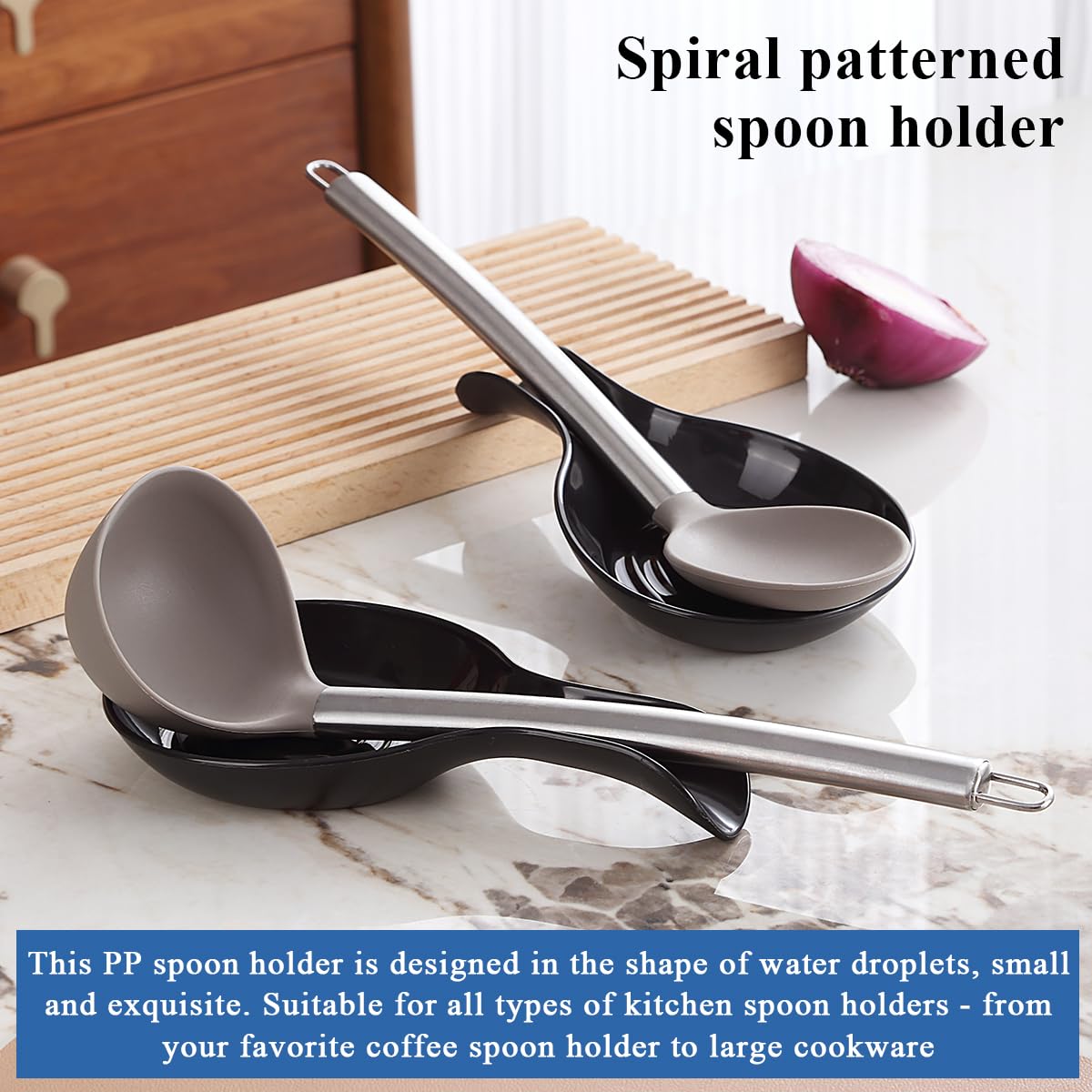 Kyraton Spoon Rest 2 Pack, Plastic Spoon Holder For Kitchen Counter, Kitchen Utensil Rack For Spoons, Tongs, Spatulas, Spoon Rack For Hob, Dishwasher Safe