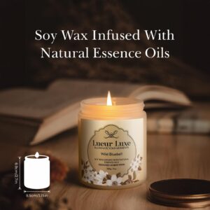 LUEUR LUXE Lavender Eucalyptus Scented Soy Wax Candle - 7oz | Aromatherapy Infused with Natural Essential Oils | Relaxing Home Fragrance