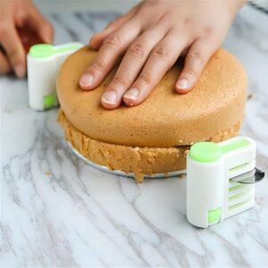 2PCS DIY Cake Slicer, Stratification Auxiliary Bread Slice, Toast Cut, 5 Layers Leveler Slicer, Kitchen Fixator Tool Green