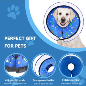 Dog Cone Collar, Inflatable Adjustable Dog Surgery Collar for Small Medium Dogs and Cats, Soft Dog Cone for Dogs After Surgery with Enhanced Anti-Licking, Protective Dog Donut Collar（M+）