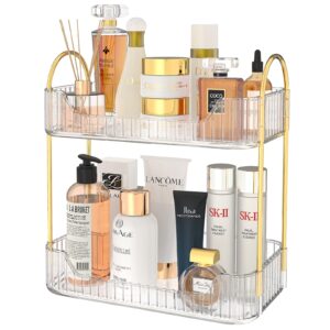 heesky bathroom countertop organizer, 2-tier makeup organizer countertop, cosmetics skincare organizer storage for perfume, vanity organizer for dresser, spice rack holder for kitchen(clear)