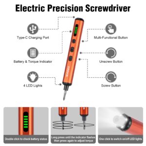 WADEO Electric Screwdriver Set, 82 in 1 Rechargeable Cordless Screwdriver, 64 S2 Preicison Bits, 5 Torque Settings, 4 LED Lights, Precision Screwdriver Kit for PC, Computer, Laptop, Phone, RC Drone