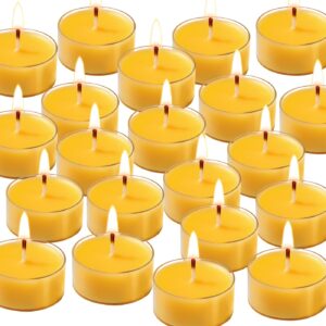 36pcs beeswax tealight candles- 4 hour burn time natural beeswax candles pure handmade bee wax candles clean burning for dinner table, wedding, spa relaxation