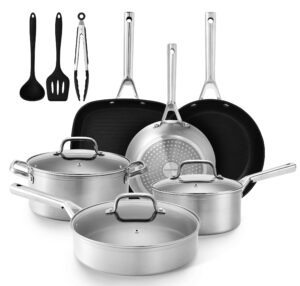 hafmoobey pots and pans set nonstick, 18pcs ceramic induction oven safe cookware sets with frying pans, saucepan & cooking pots with lid, pfas free