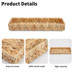 NLGQ Woven Bathroom Trays Toilet Tray - 17 in Bathroom Counter Tray Countertop Tray for Storage Toilet Paper Hand Towel Cosmetics, Rectangle Water Hyacinth Vanity Organizer Tray Decorative Tray