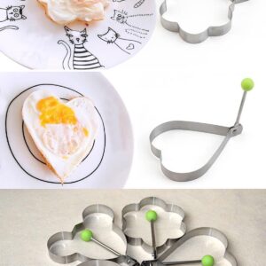 10pcs Egg Molds Egg Shaper Egg Ring For Frying Eggs Stainless Steel Nonstick Pancake Maker with Handle Egg Fryer Mold Cooking Breakfast Accessories