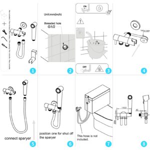 CREA Handheld Bidet Sprayer for Toilet,Adjustable Jet Sprayer Toilet Bidet Attachment,Ergonomic Hand Held Sprayer with Bidet Hose for Feminine Wash Cloth Diaper Sprayer Set,Stainless Steel Chrome