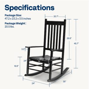 VIVOHOME Oversized Wooden Rocking Chair with Anti-Slip Strips for Noise Reduction, Suitable for Indoor, Porch, Garden, Black