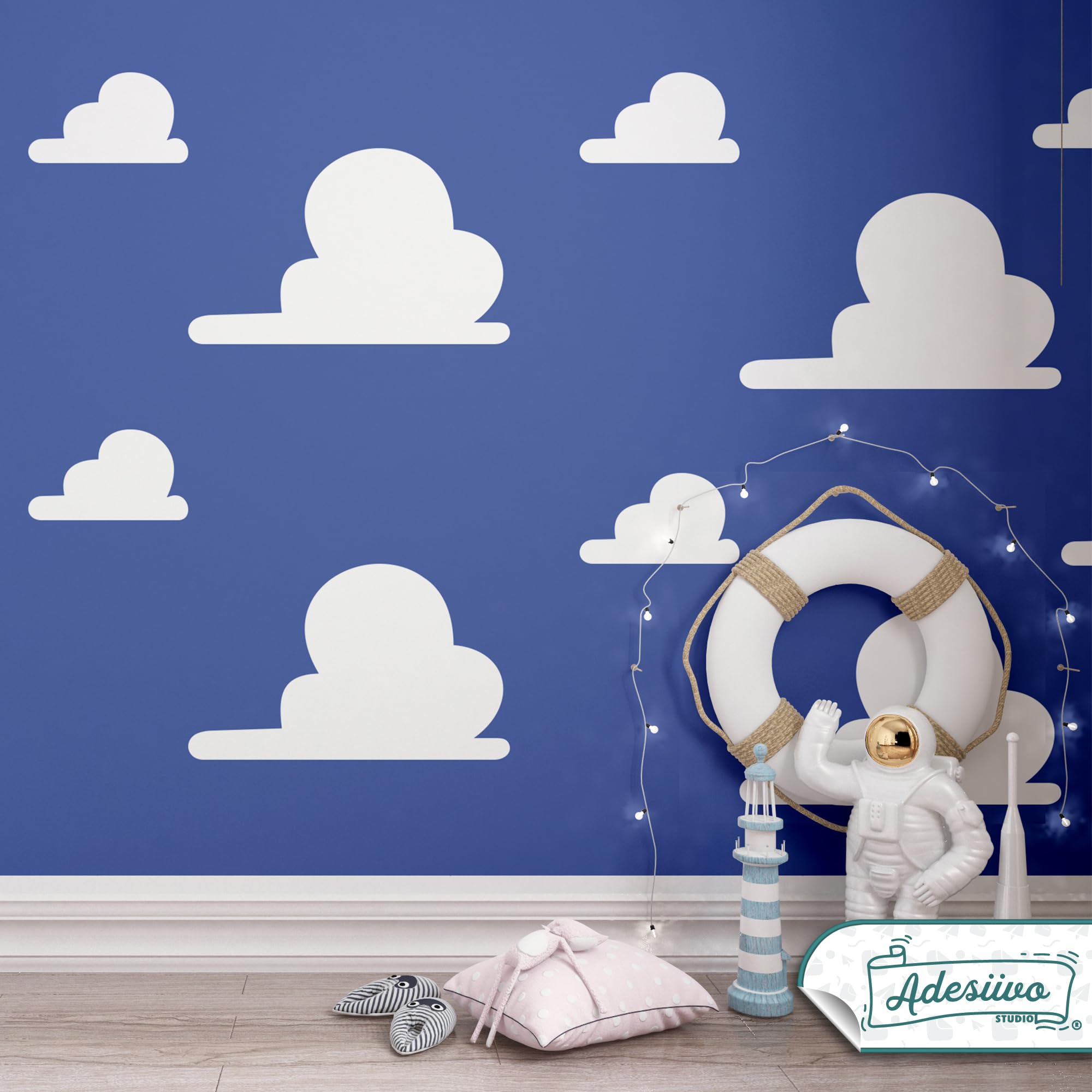 Big Clouds Wall Decals Removable for Kids Room Decoration 32 Clouds Large Vinyl Sticker Self Adhesive Wallpaper for Living Room Nursery Children Baby Kids Boys Girls Bedroom