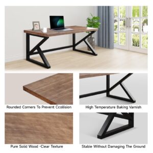 Sihtengxxhongs Solid Wood Computer Desk,Rustic Style 55-inch Large Office Desk- Modern Gaming Working for Home Office, Modern Simple Design, Ideal for Study, Writing, Dining